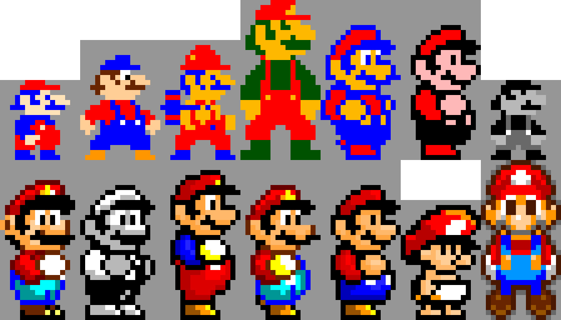 Every Mario Sprite Arcade NES GB SNES GBA Pixel Art Maker
